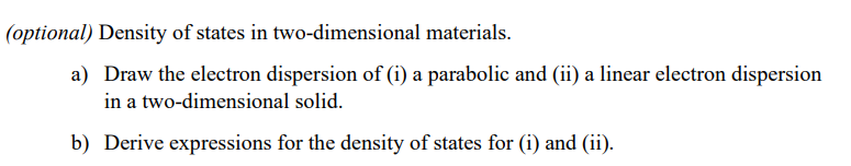 Solved (optional) Density of states in two-dimensional | Chegg.com