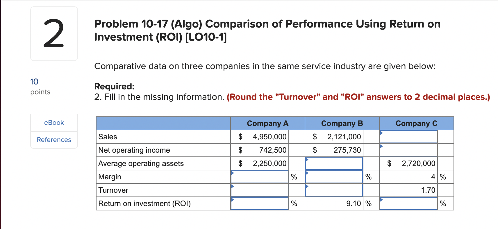 Solved Problem 10-17 (Algo) Comparison of Performance Using | Chegg.com