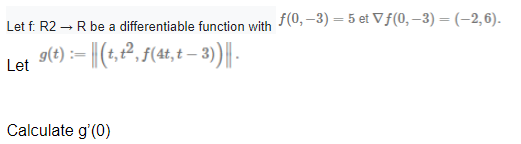 Solved Let f R2-R be a differentiable function with f(0, -3) | Chegg.com