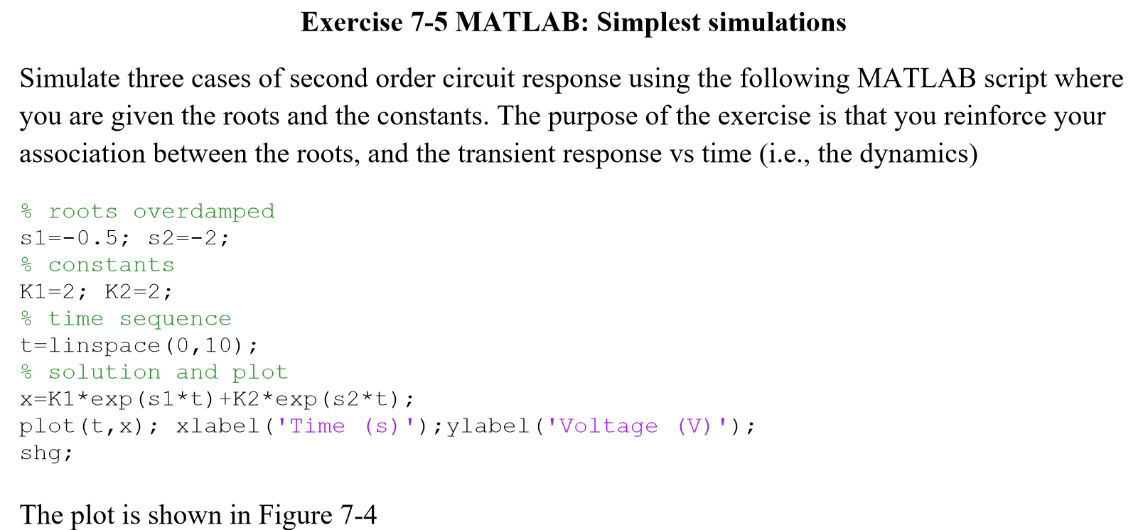 Solved Exercise 7-5 MATLAB: Simplest simulations Simulate | Chegg.com