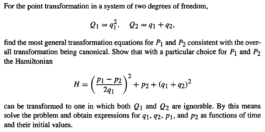 Solved For the point transformation in a system of two | Chegg.com