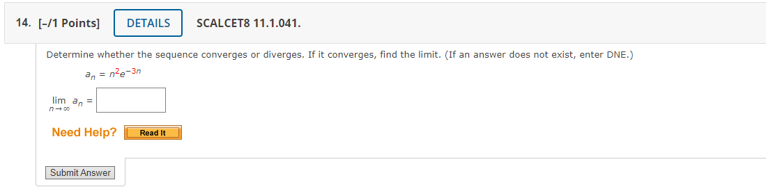 Solved [-/1 Points] SCALCET8 11.1.041. Determine whether the | Chegg.com
