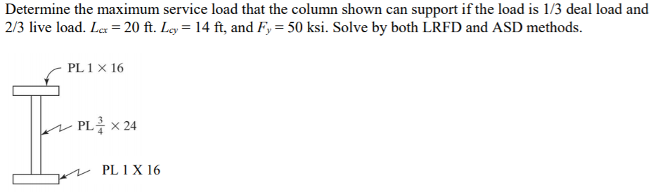 Solved Determine the maximum service load that the column | Chegg.com