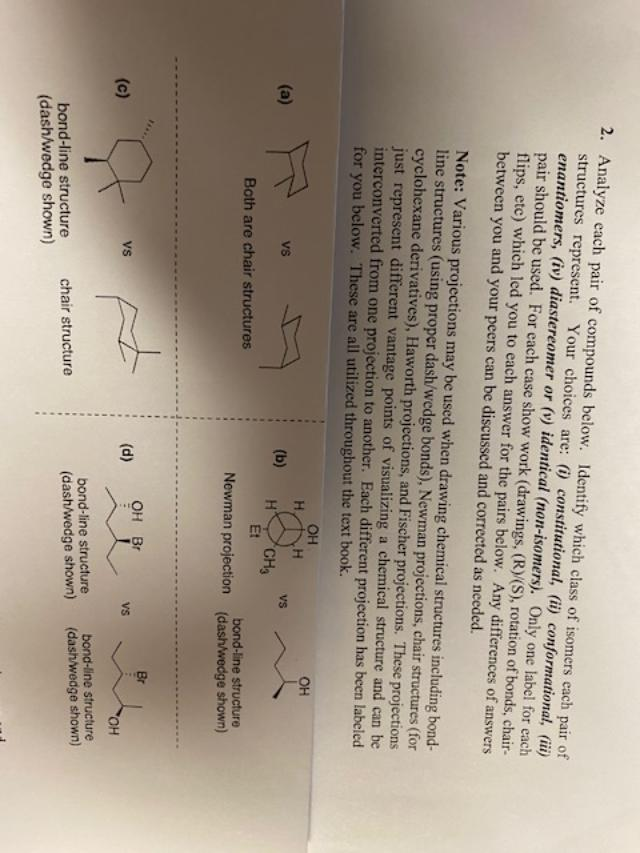 Solved 2. Analyze each pair of compounds below. Identify | Chegg.com