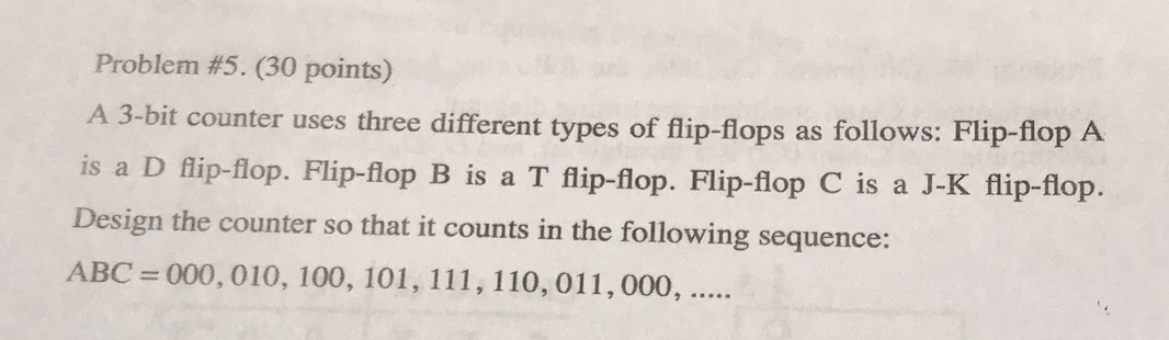 Solved Problem #5. (30 points) A 3-bit counter uses three | Chegg.com