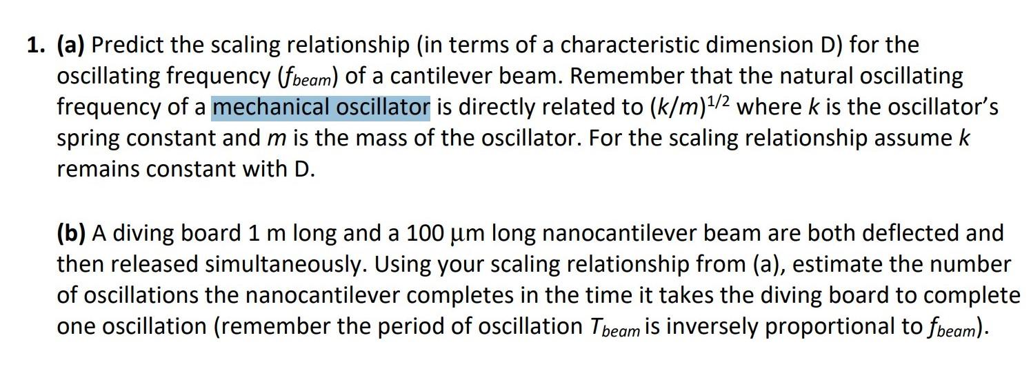 1. (a) Predict the scaling relationship (in terms of | Chegg.com