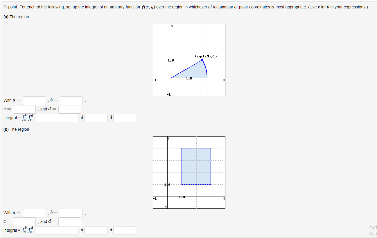 Solved (1 point) For each of the following, set up the | Chegg.com