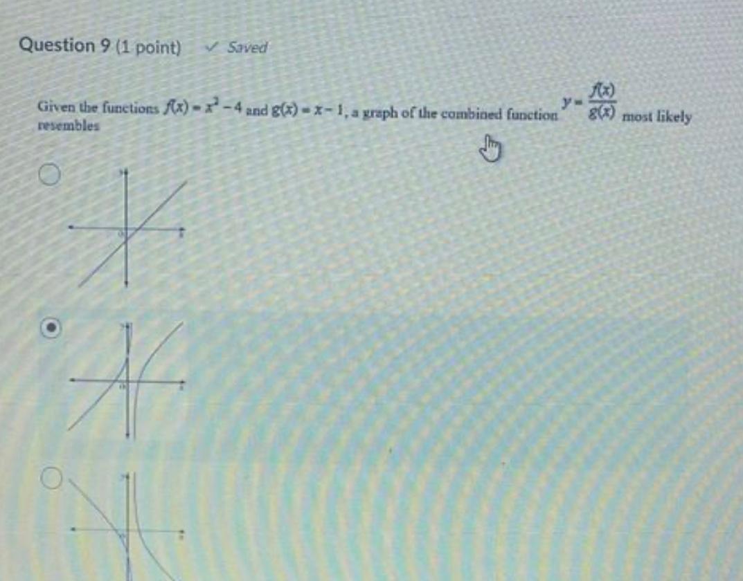 Solved Question 9 (1 point) Saved Given the functions fx) | Chegg.com