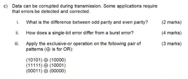 Solved (2 marks) (4 marks) c) Data can be corrupted during | Chegg.com