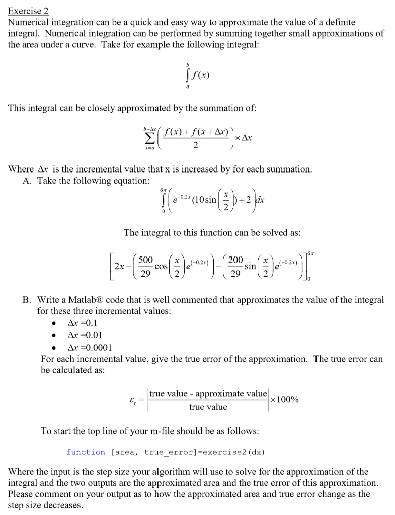 Exercise Numerical integration can be a quick and | Chegg.com