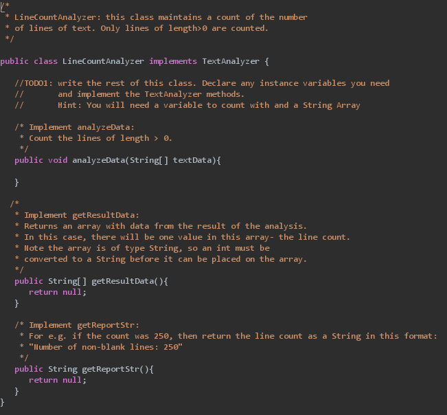 Project 6: Text Analyzer A Framework for Analyzing | Chegg.com