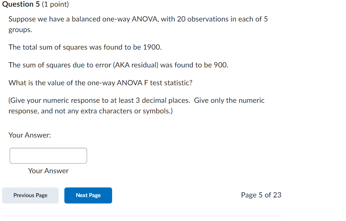 Solved Suppose we have a balanced one-way ANOVA, with 20 | Chegg.com