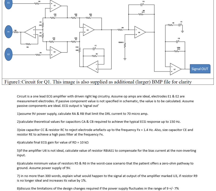 Solved Circuit is a one lead ECG amplifier with driven right | Chegg.com