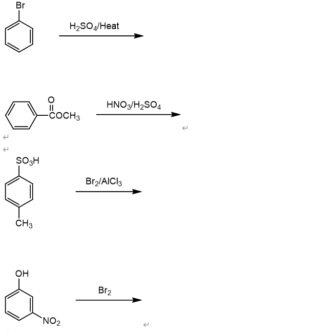Solved Br H2SO4/Heat HNO3/H2SO4 - , -COCH3 SO3H Bry/AICI: | Chegg.com