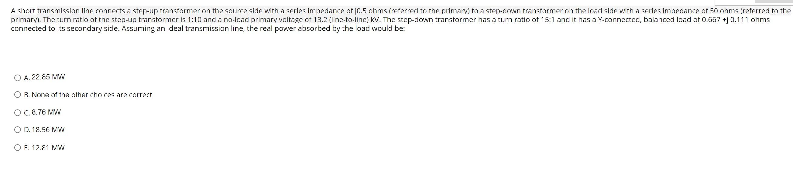 Solved A short transmission line connects a step-up | Chegg.com