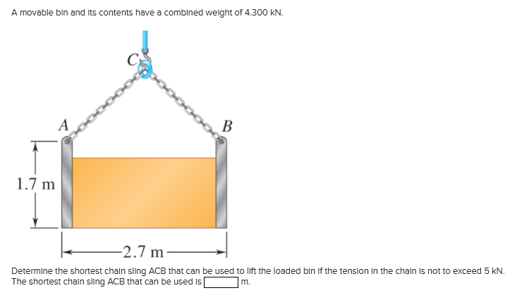 Solved A movable bin and its contents have a combined weight | Chegg.com