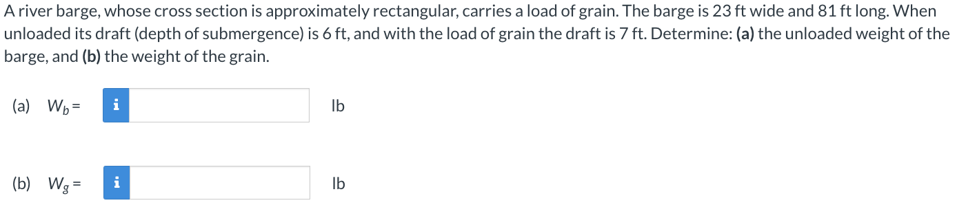 Solved A river barge, whose cross section is approximately | Chegg.com