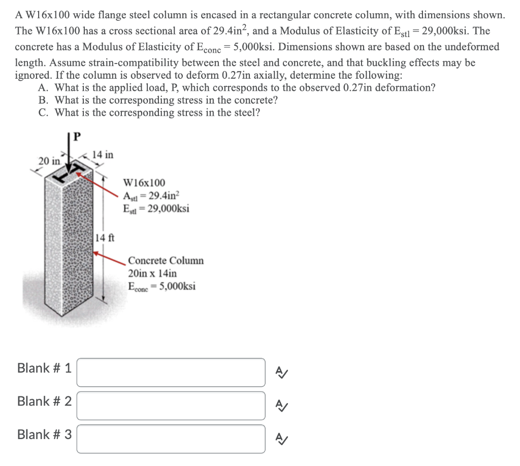 Solved A W16x100 wide flange steel column is encased in a | Chegg.com