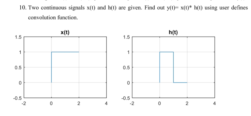 Solved 10. Two continuous signals x(t) and h(t) are given. | Chegg.com