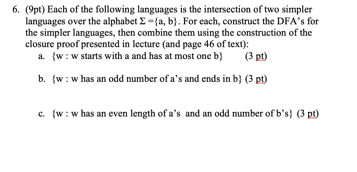Solved 6. (Opt) Each of the following languages is the | Chegg.com