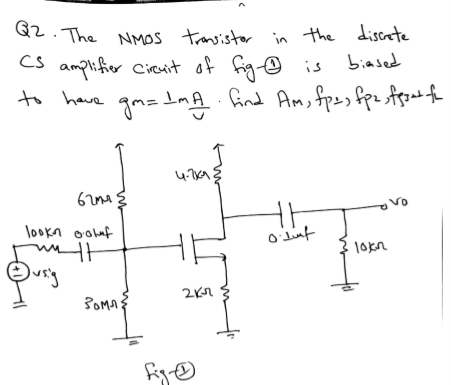 Solved Q2. The NMOS transistor in the discrete Cs amplifier | Chegg.com