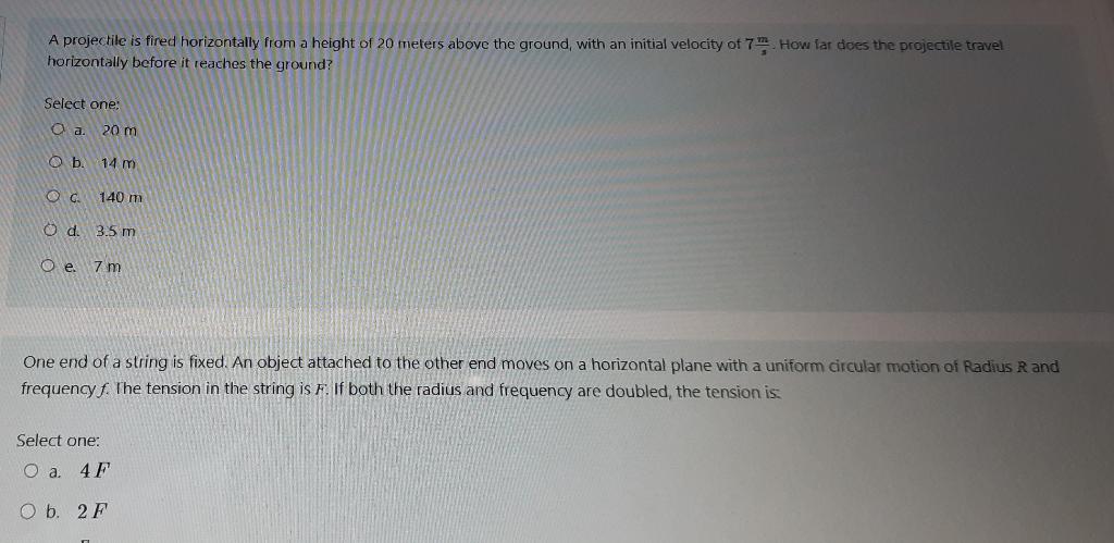 Solved A projectile is fired horizontally from a height of | Chegg.com