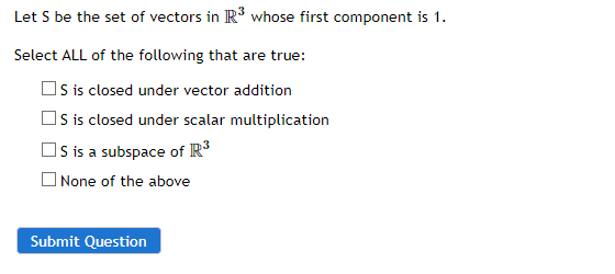 Solved Let S be the set of vectors in R3 whose first | Chegg.com