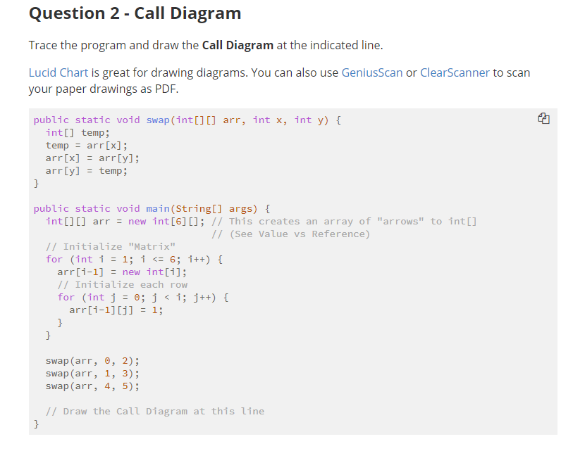 Solved Question 1: Draw the Call Diagram public static | Chegg.com