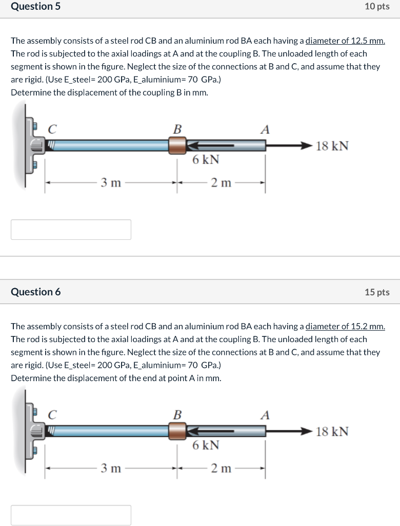 Solved Question 5 10 pts The assembly consists of a steel | Chegg.com