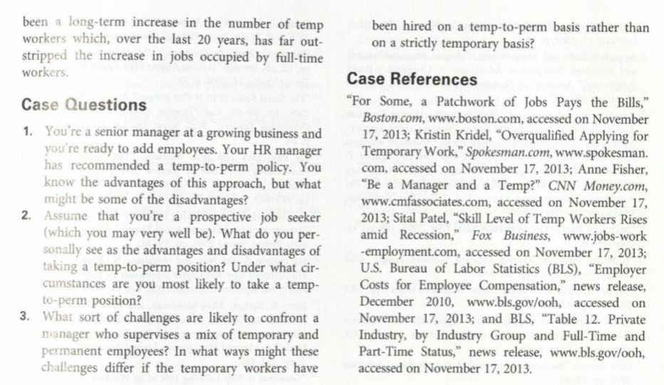 Solved MANAGEMENT AT WORK The Temptations of Temping and | Chegg.com