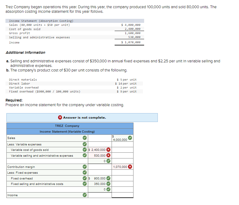 Solved I'm very confused how to get variable COGS / ﻿selling | Chegg.com