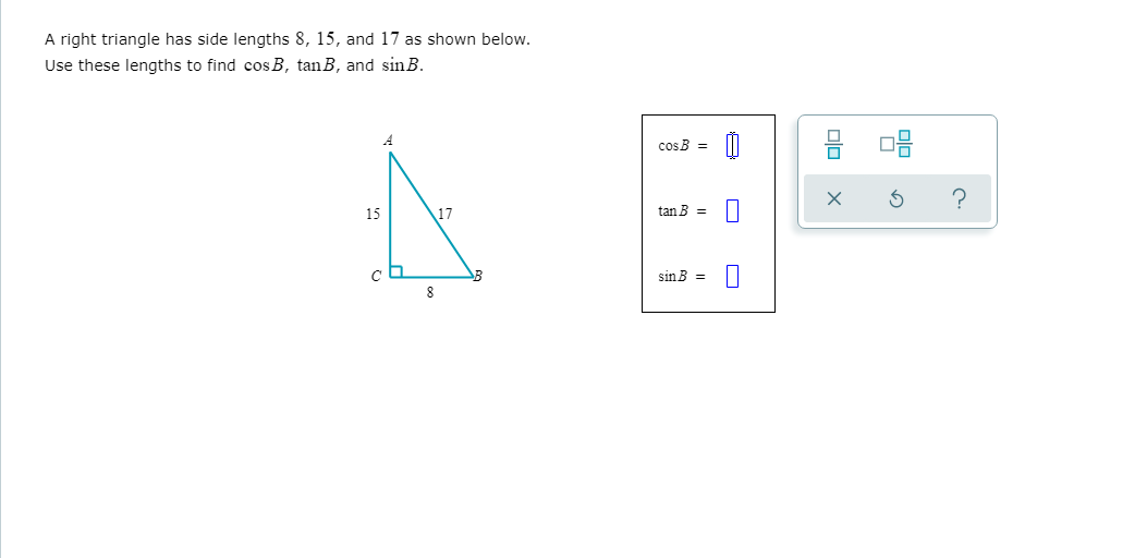 Solved A right triangle has side lengths 8, 15, and 17 as | Chegg.com