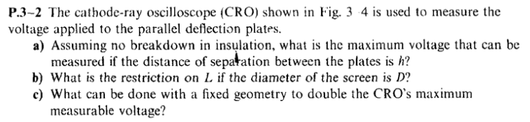Solved P.3—2 The cathode-ray oscilloscope (CRO) shown in | Chegg.com