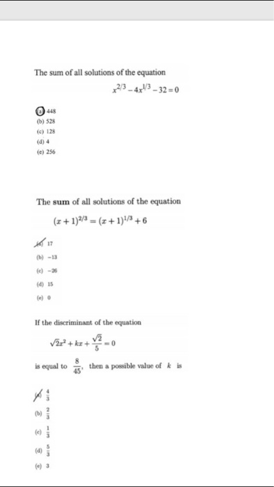 Solved The sum of all solutions of the equation 2-4-32 0448 | Chegg.com