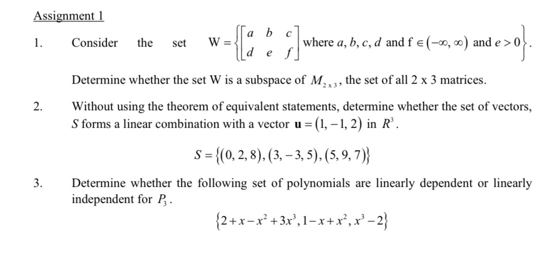 Solved Assignment 1 1. Consider the set \\( | Chegg.com
