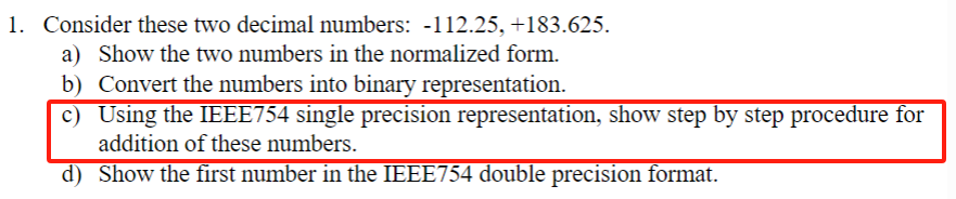 Solved 1. Consider these two decimal numbers: | Chegg.com