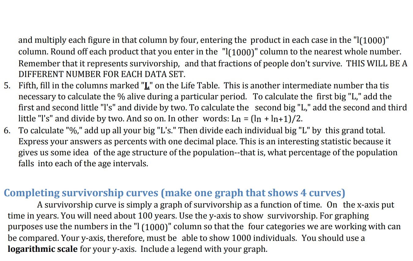Solved Completing the Life Tables (you will complete a total | Chegg.com