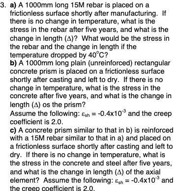 Solved 3. a) A 1000mm long 15M rebar is placed on a | Chegg.com