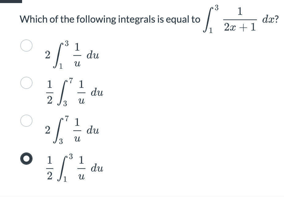 Solved Which of the following integrals is equal to | Chegg.com