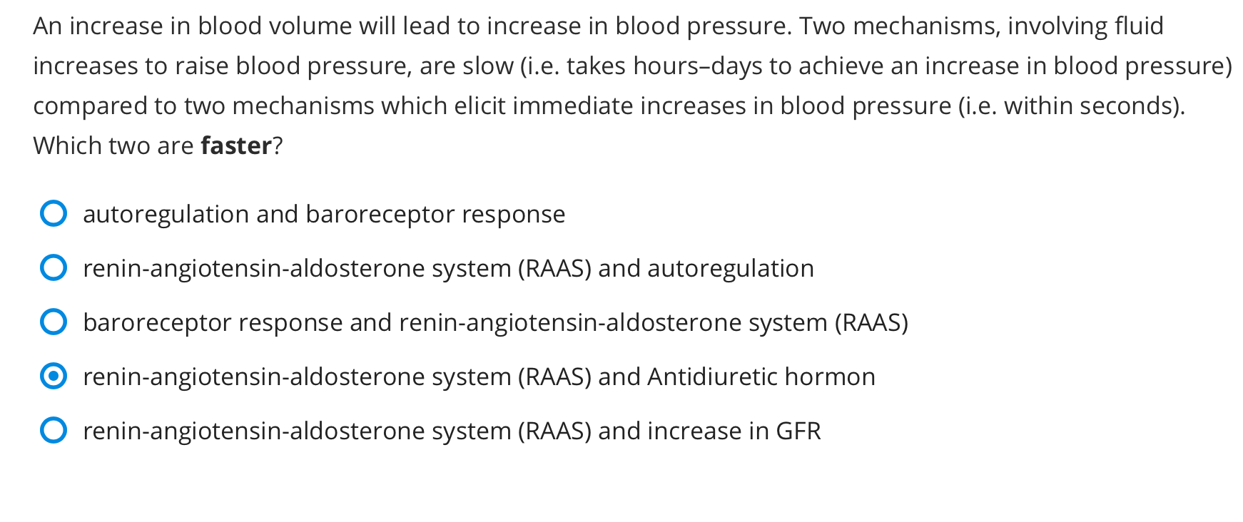 Solved An increase in blood volume will lead to increase in | Chegg.com