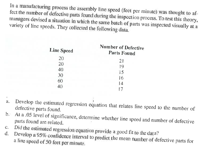 Solved In a manufacturing process the assembly line speed | Chegg.com