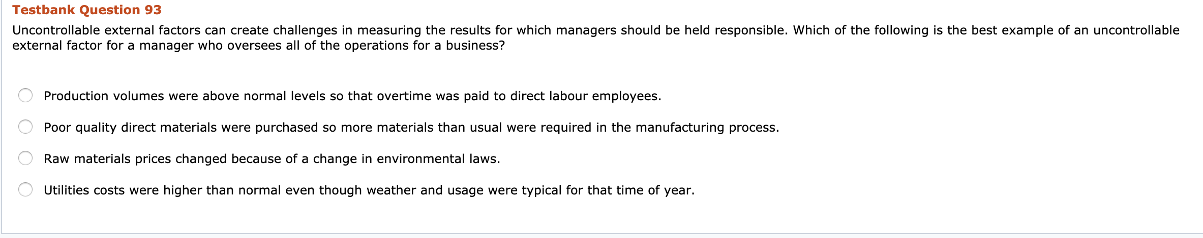 Solved Uncontrollable external factors can create challenges | Chegg.com