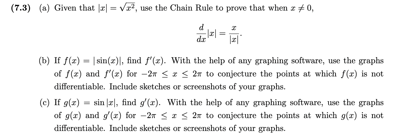 Solved (a) Given that ∣x∣=x2, use the Chain Rule to prove | Chegg.com