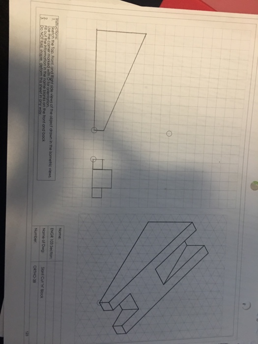 Solved ENGR 103 Front, and Right side views of the object | Chegg.com