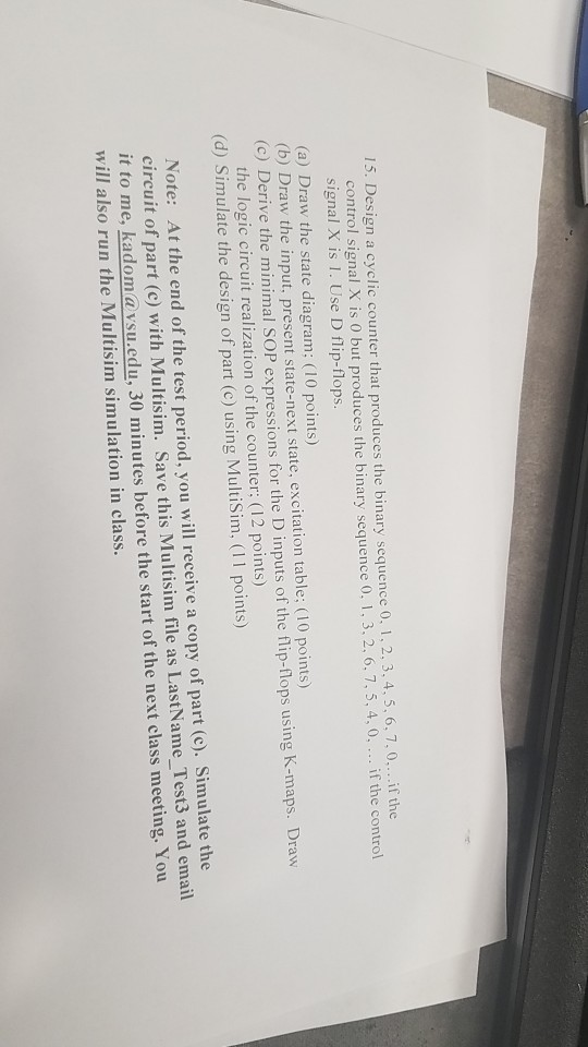 Solved 15. Design a cyclic counter that produces the binary | Chegg.com