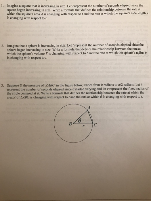 Solved 1. Imagine a square that is increasing in size. Let | Chegg.com