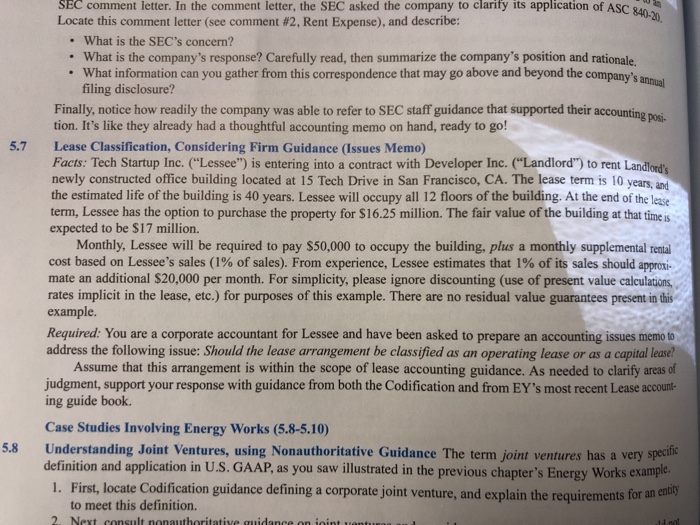 Solved SEC comment letter. In the comment letter, the SEC | Chegg.com