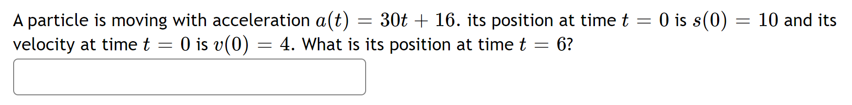 Solved = A particle is moving with acceleration a(t) = 30t + | Chegg.com