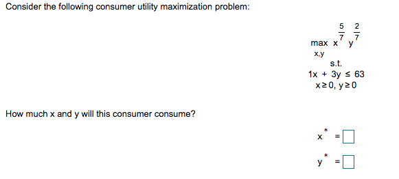 Solved Consider the following consumer utility maximization | Chegg.com