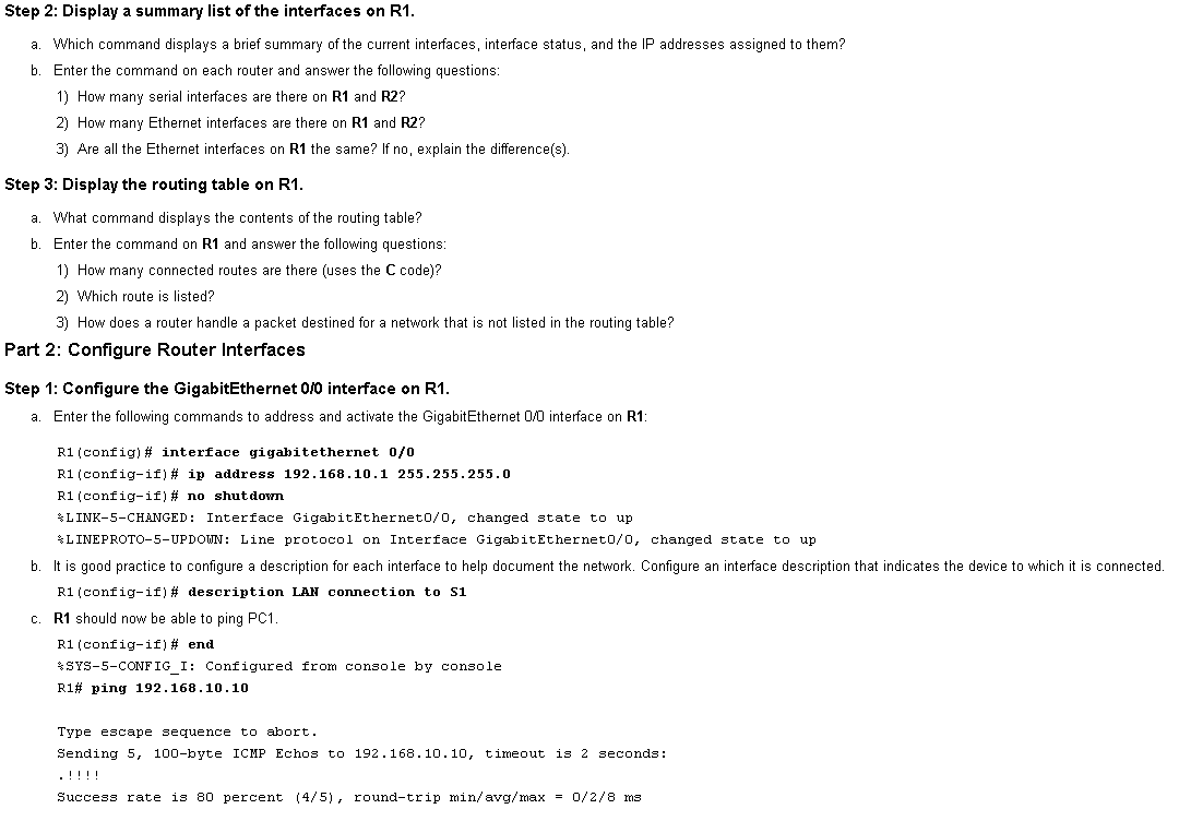Solved Packet Tracer - Connect a Router to a LAN Addressing | Chegg.com